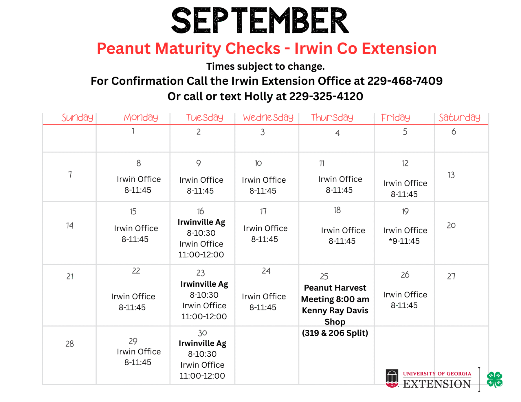 Peanut Maturity Checks and Peanut Harvest Meeting Schedule for Irwin ...